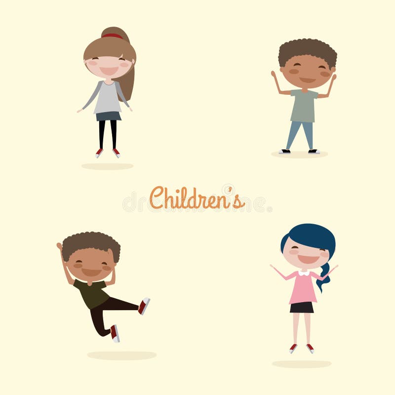 Cute Cartoon children stock vector. Illustration of friendship - 67862226
