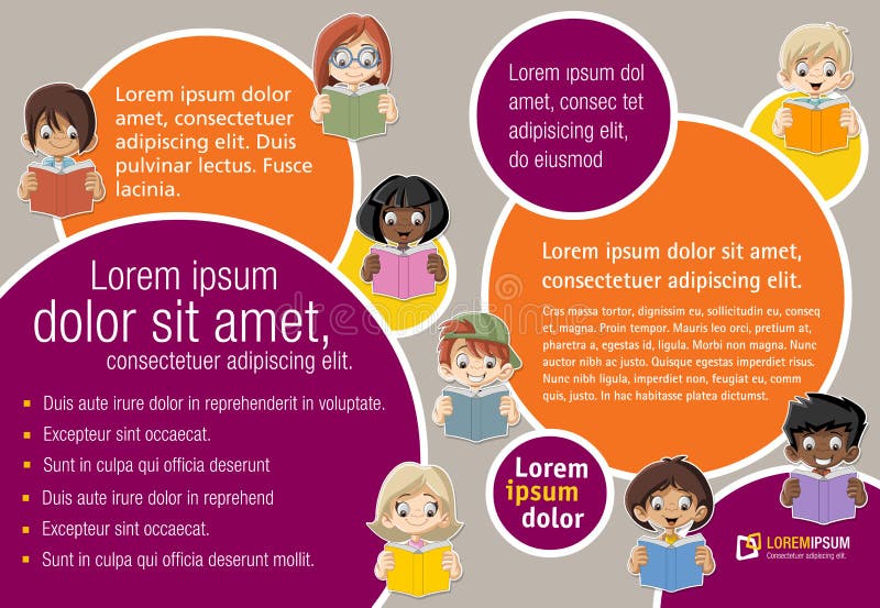 Children Reading Books Design Frame Stock Illustrations – 149 Children ...