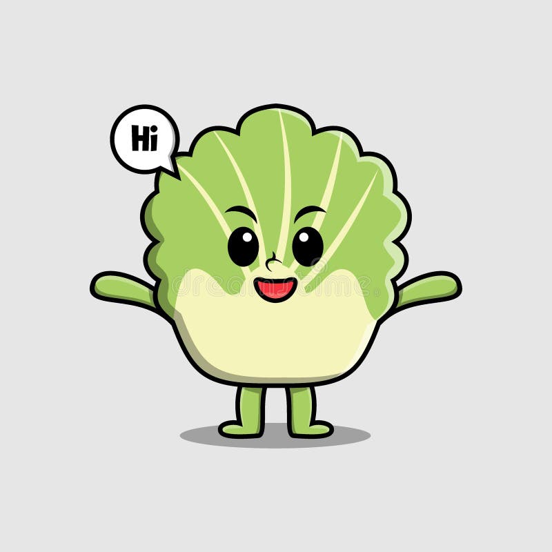 Cute Cartoon Chinese Cabbage with Happy Expression Stock Vector ...