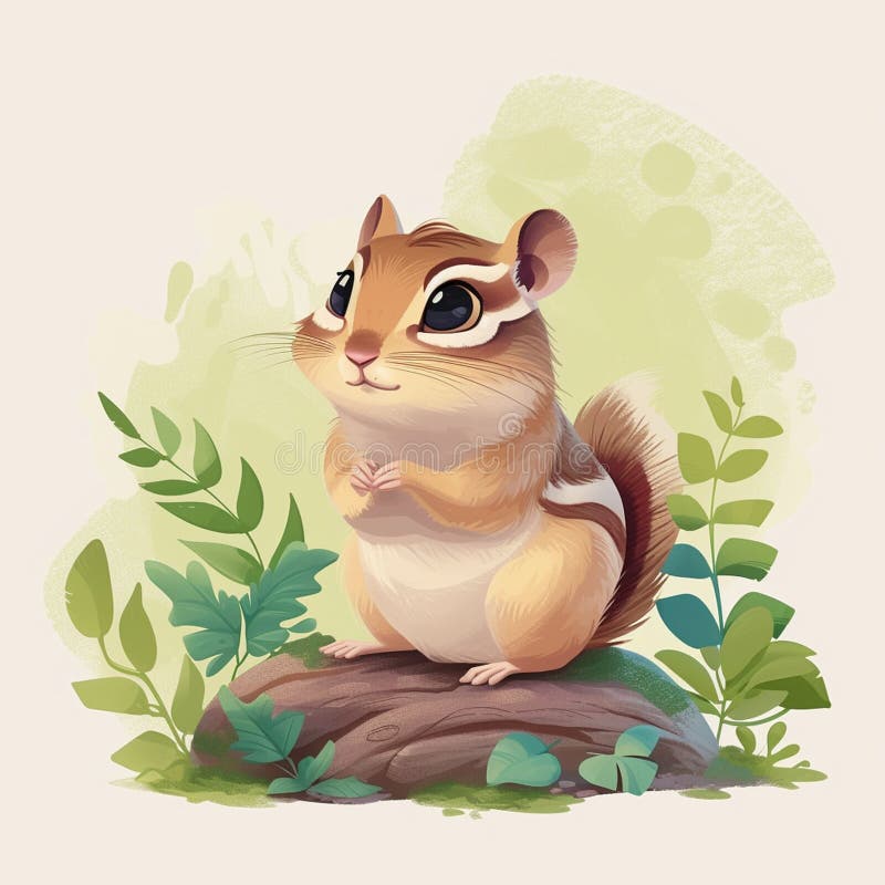 Cute Chipmunk Cartoon Drawing