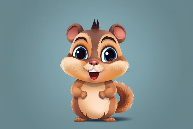Cute Cartoon Chipmunk on Blue Background. Vector Illustration Stock ...