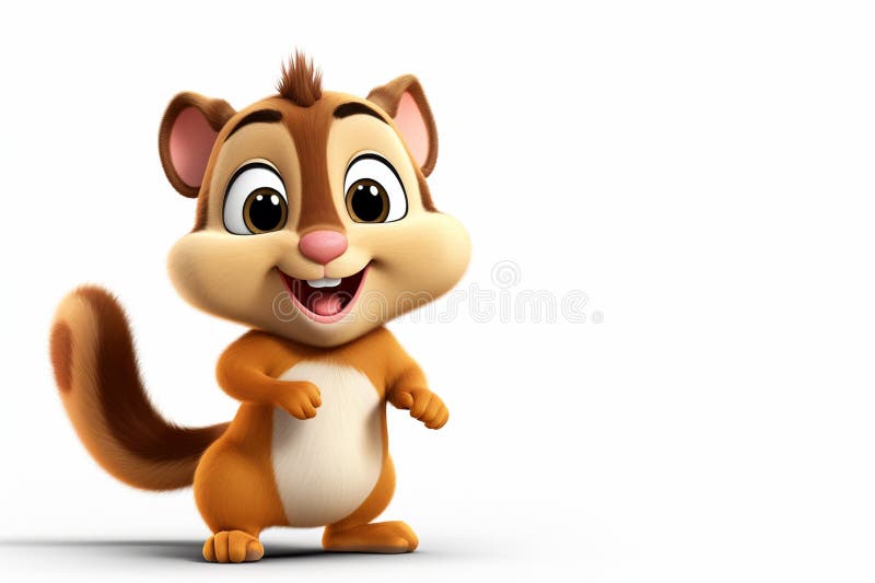 Cute Cartoon Chipmunk on the Floor. 3d Rendering Stock Illustration ...