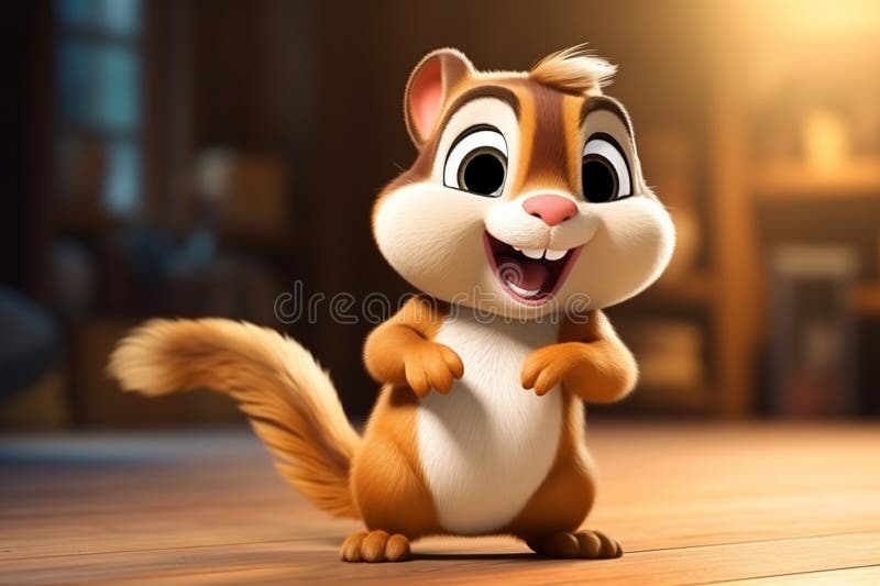 Cute Cartoon Chipmunk on the Floor. 3d Rendering Stock Illustration - Illustration of animals ...