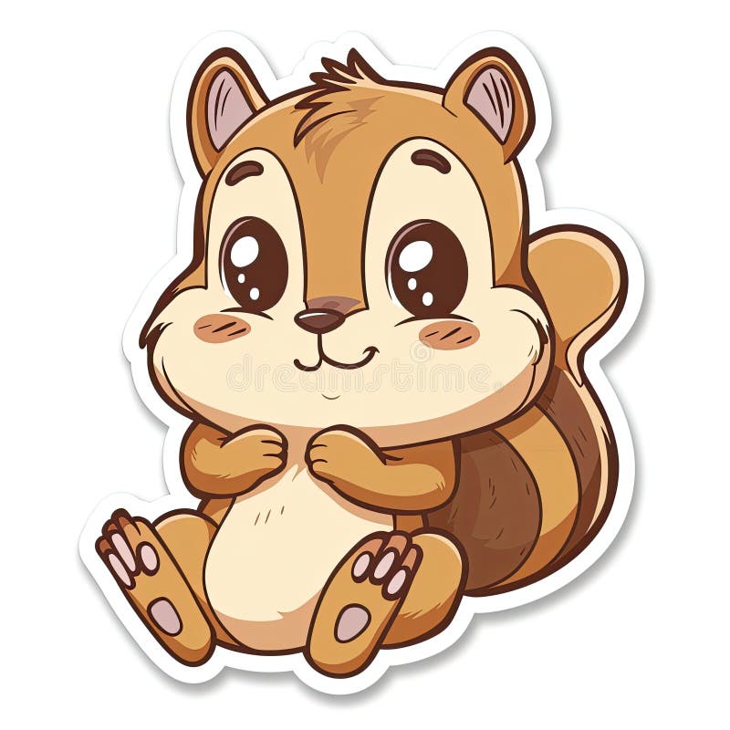 Cute Cartoon Chipmunk Sticker Illustration Generated with AI Stock ...