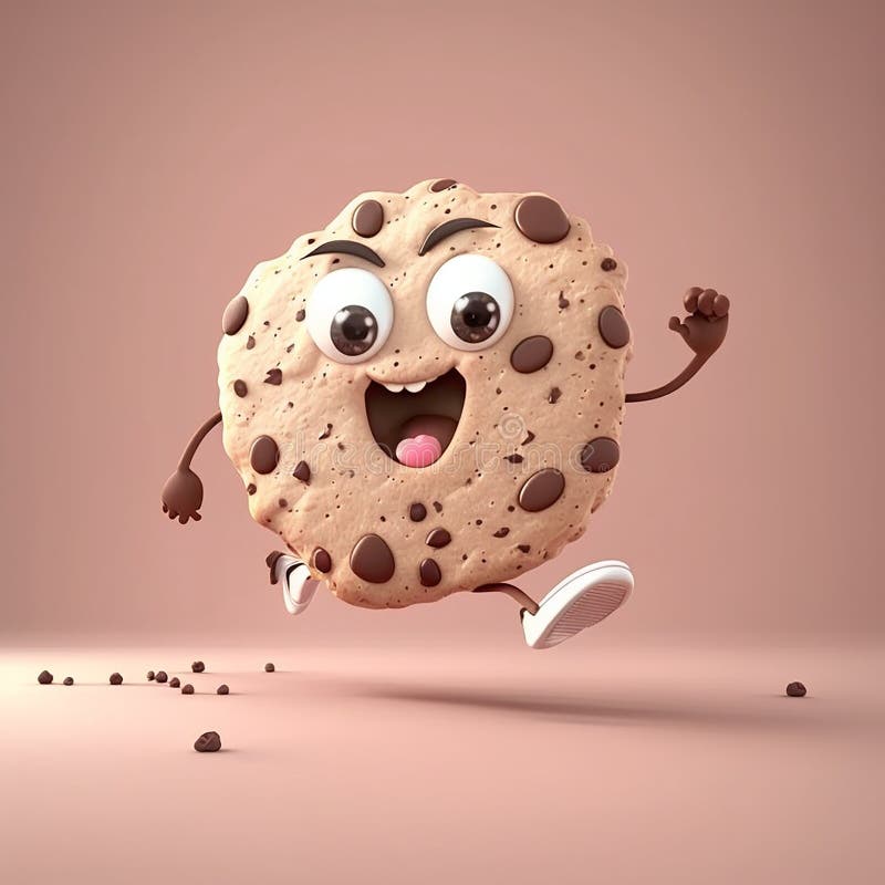 Cute Cartoon Chocolate Chip Character Running Stock Illustration ...