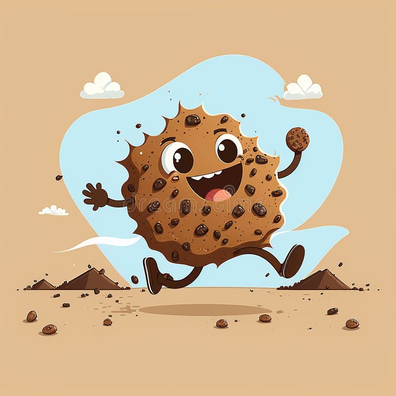 Cute Cartoon Chocolate Chip Character Running Stock Illustration ...