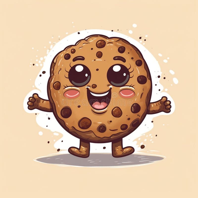Cute Cartoon Chocolate Cookie Character. Generative AI Stock ...