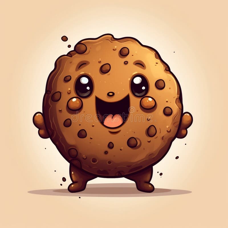 Cute Cartoon Chocolate Cookie Character. Generative AI Stock ...