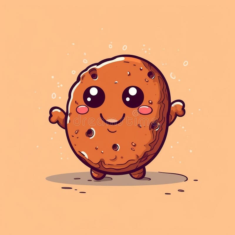 Cute Cartoon Chocolate Cookie Character. Generative AI Stock ...