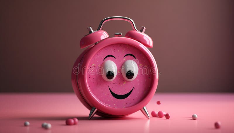 Cute Cartoon Clock Smiling, Waking Up with Cheerful Countdown Timer ...