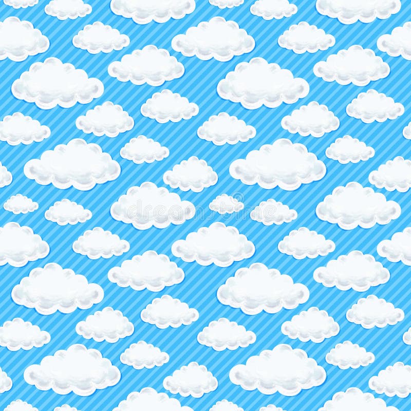 Cute Cartoon Cloud Seamless Pattern. Stock Vector - Illustration of ...