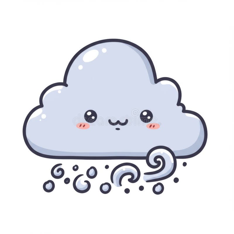 Cute Cartoon Cloud with Snow and Wind Stock Illustration - Illustration ...