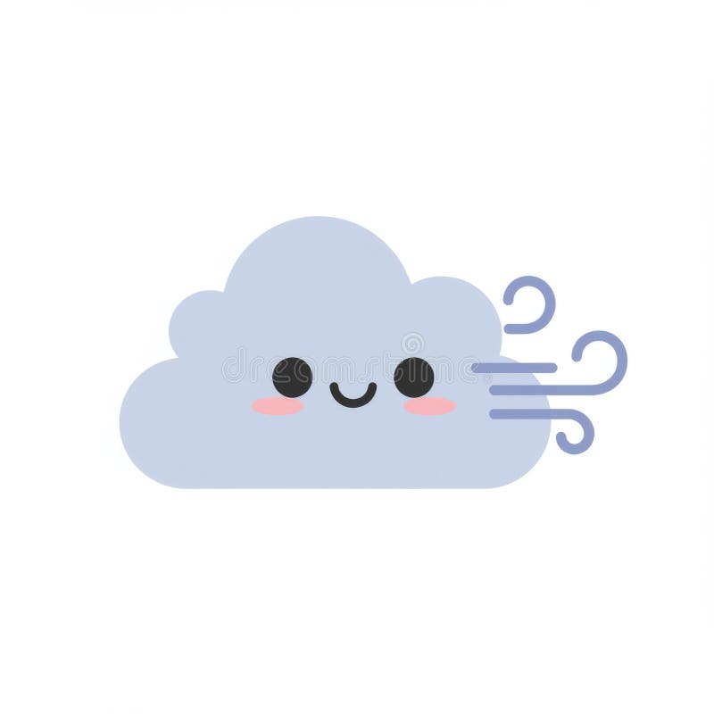 Cute Cartoon Cloud with Wind Blowing Stock Illustration - Illustration ...