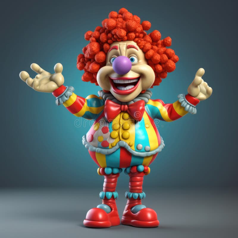Cute Cartoon Clown Character, Animated with a Face Stock Illustration ...