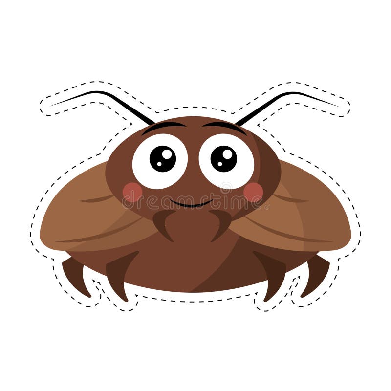 Cute Cartoon Funny Cockroach Character Vector Illustration Stock ...