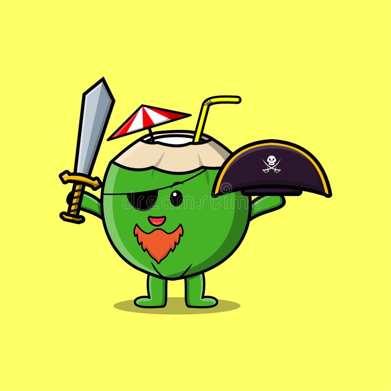 Cute Cartoon Coconut Character in Flat Design Stock Vector ...