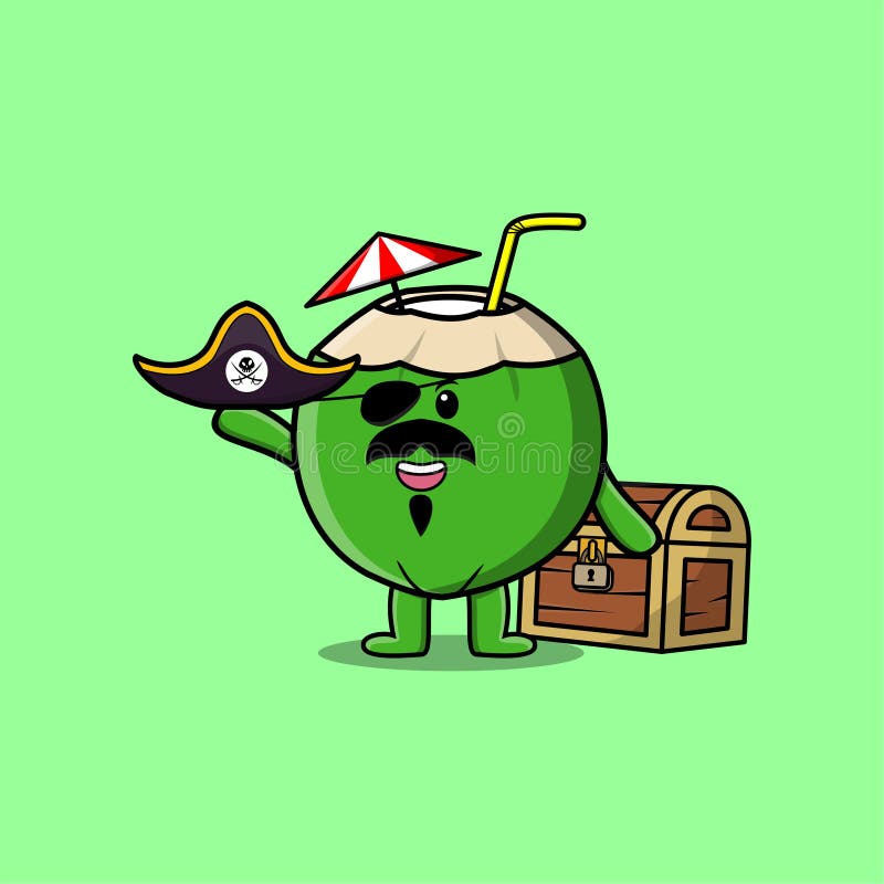Cute Cartoon Coconut Character in Flat Design Stock Vector ...