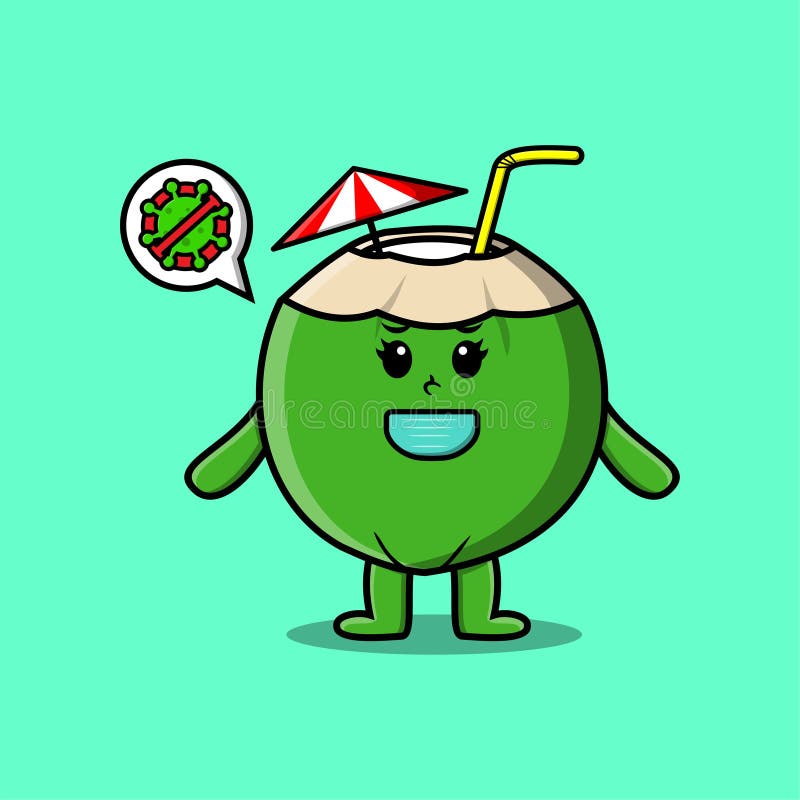 Cute Cartoon Coconut Character in Flat Design Stock Vector ...