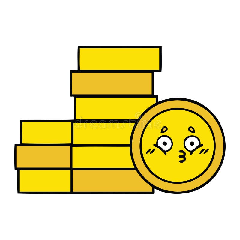 Cute cartoon coins stock vector. Illustration of freehand - 149247626