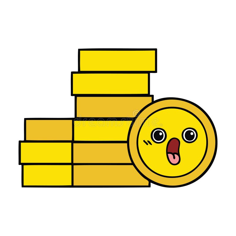 Cute cartoon of a coins stock vector. Illustration of coins - 146074417