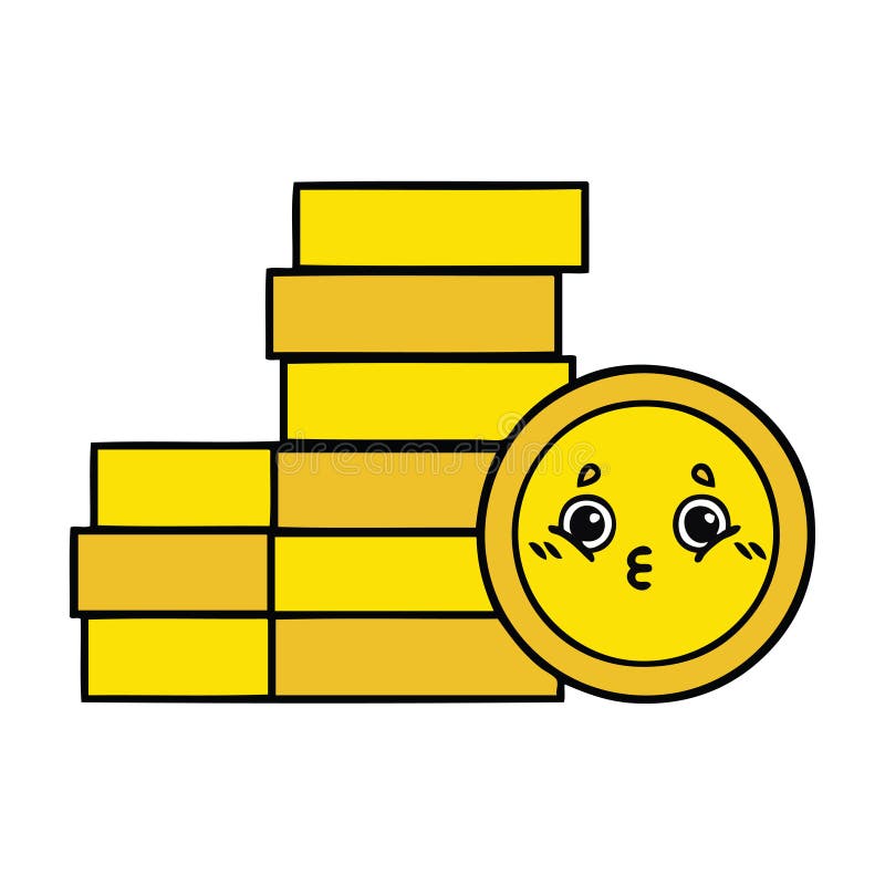 Cute cartoon of a coins stock vector. Illustration of clipart - 146076649