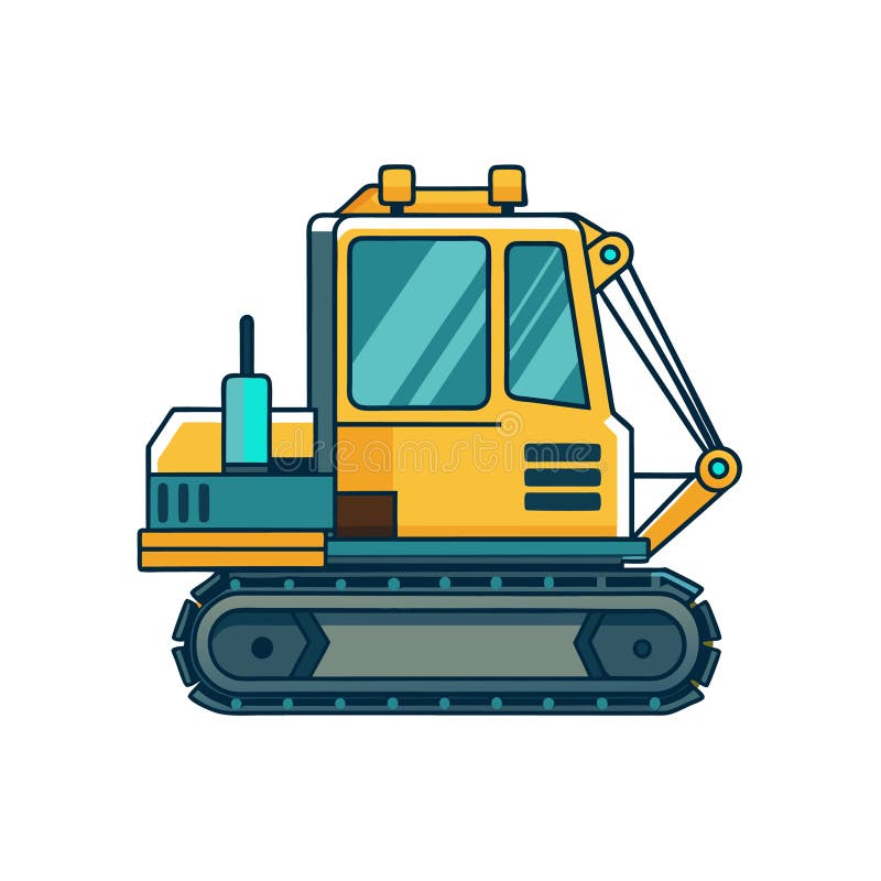 Cute Cartoon Construction Crawler Loader Machine Illustration Vector ...