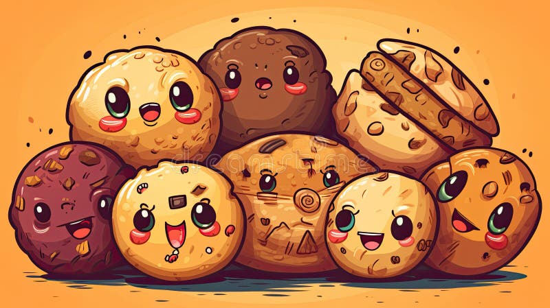 Cute Cartoon Cookies with Different Emotions and Facial Expressions ...