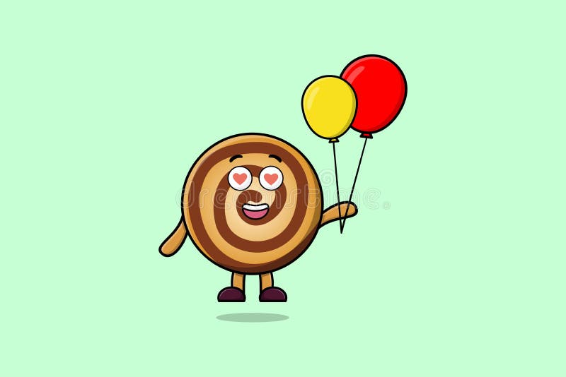 Cute Cartoon Cookies Floating with Balloon Cartoon Stock Vector ...