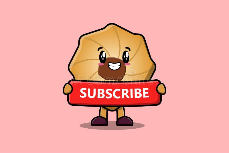 Cute Cartoon Cookies Holding Red Subscribe Board Stock Vector ...