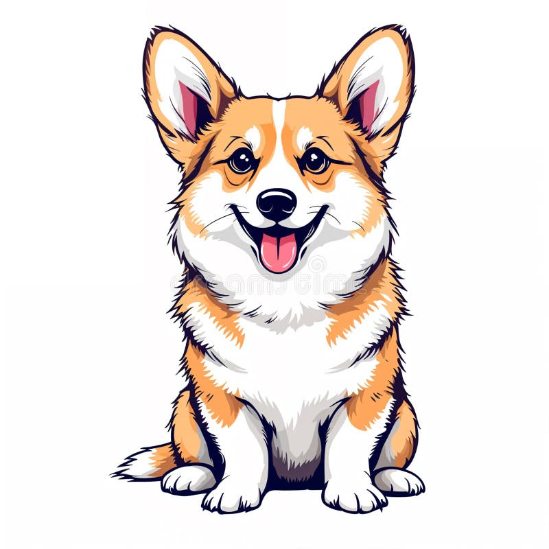 Cute Cartoon Corgi Dog Illustration Stock Vector - Illustration of ...