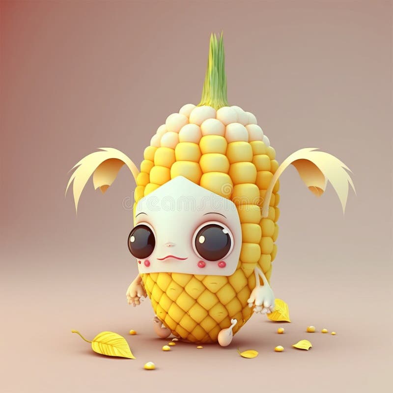 Cute Cartoon Corn Character Stock Illustration - Illustration of ...