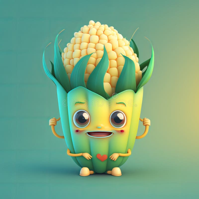 Cute Cartoon Corn Character, Generative AI Stock Illustration ...