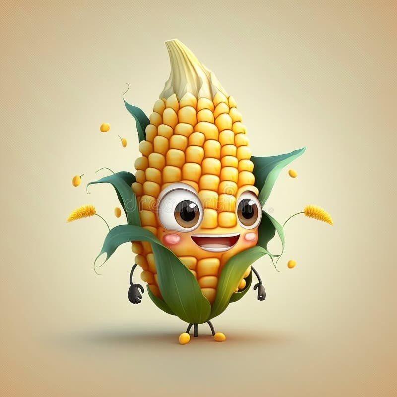 Cute Cartoon Corn Character, Generative AI Stock Illustration ...