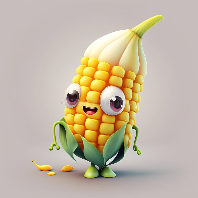 Cute Cartoon Corn Character, Generative AI Stock Illustration ...