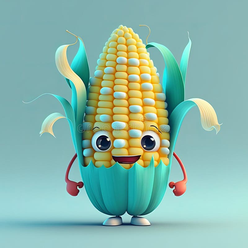 Cute Cartoon Corn Character, Generative AI Stock Illustration ...