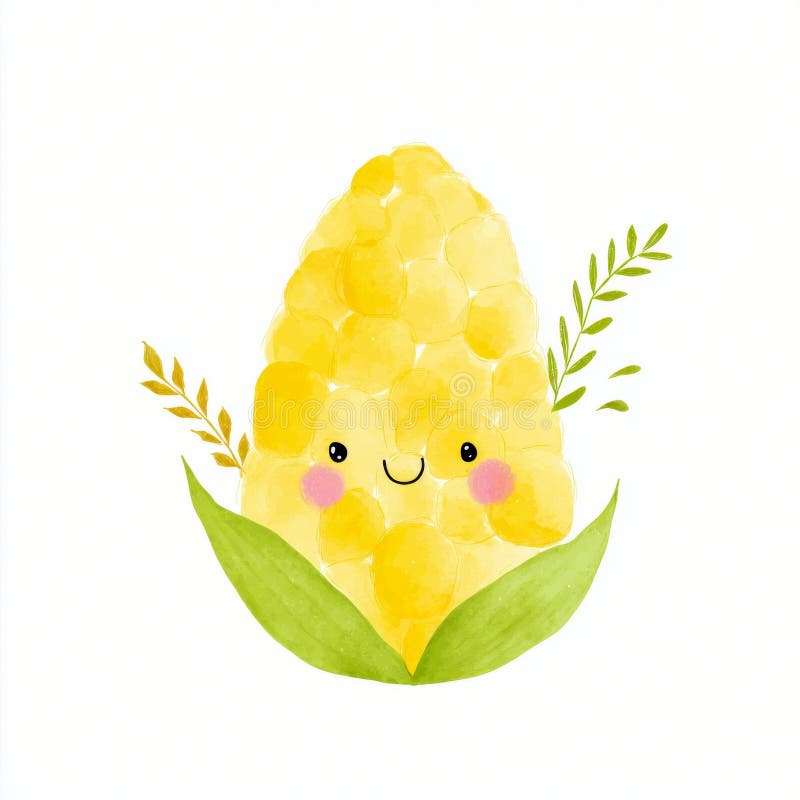 A Cartoon Corn Cob with a Happy Face and Big Eyes. Generative Ai Stock ...