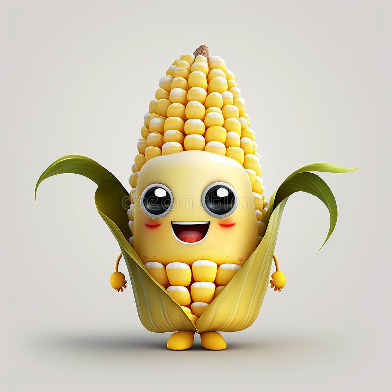 Cute Cartoon Corn Character Using Generative AI Stock Illustration ...