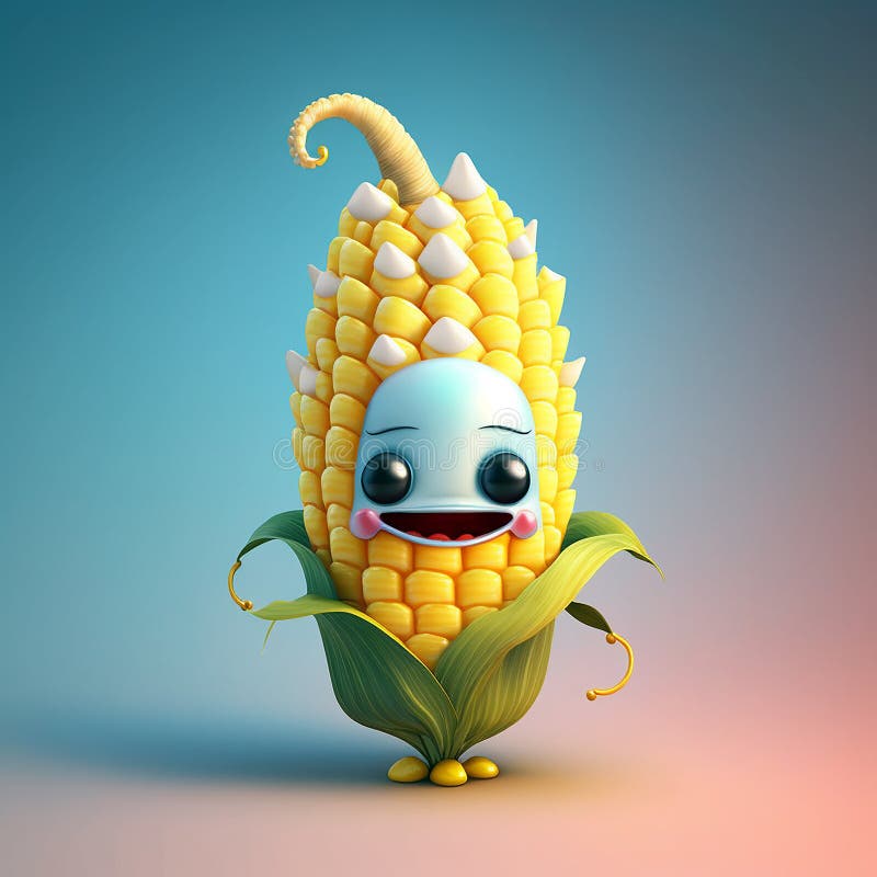 Cute Cartoon Corn Character Using Generative AI Stock Illustration ...