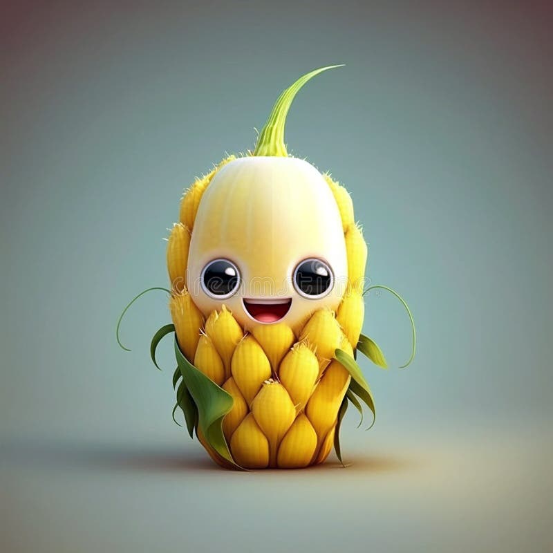 Cute Cartoon Corn Character Using Generative AI Stock Illustration ...