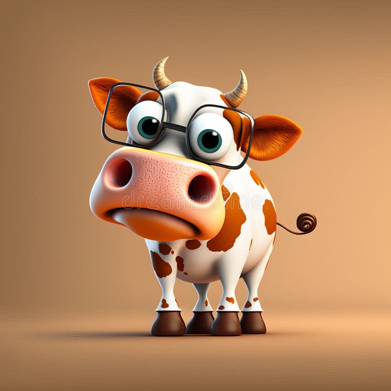 Cute Cartoon Cow, Generative AI Stock Illustration - Illustration of ...