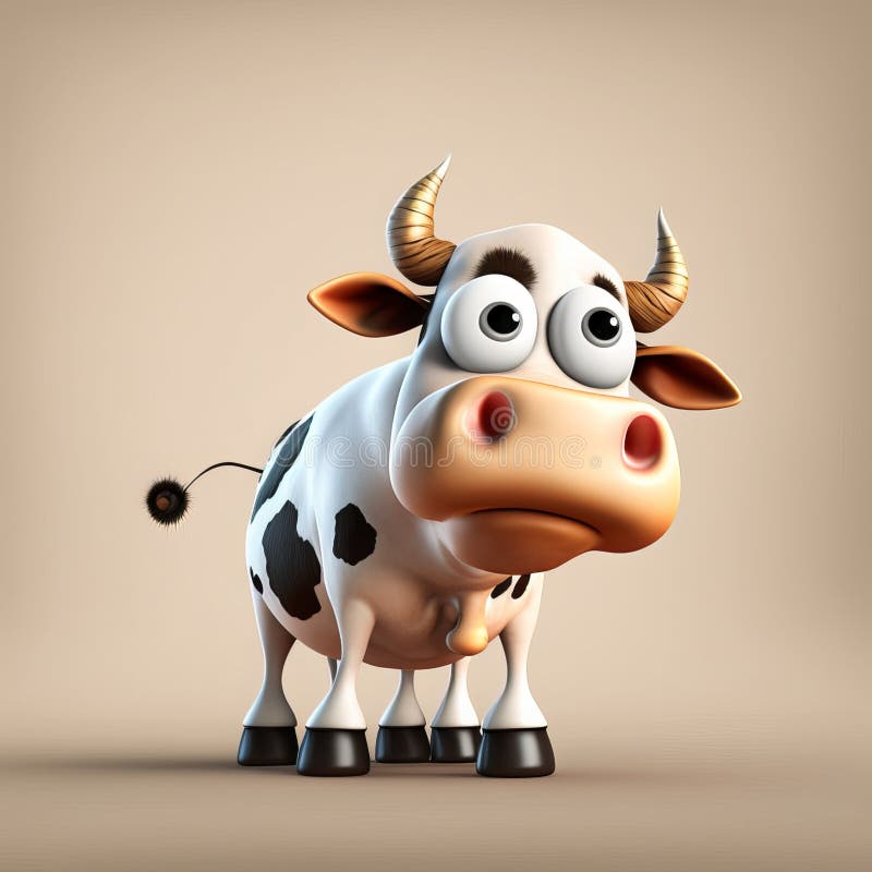 Cute Cartoon Cow, Generative AI Stock Illustration - Illustration of ...