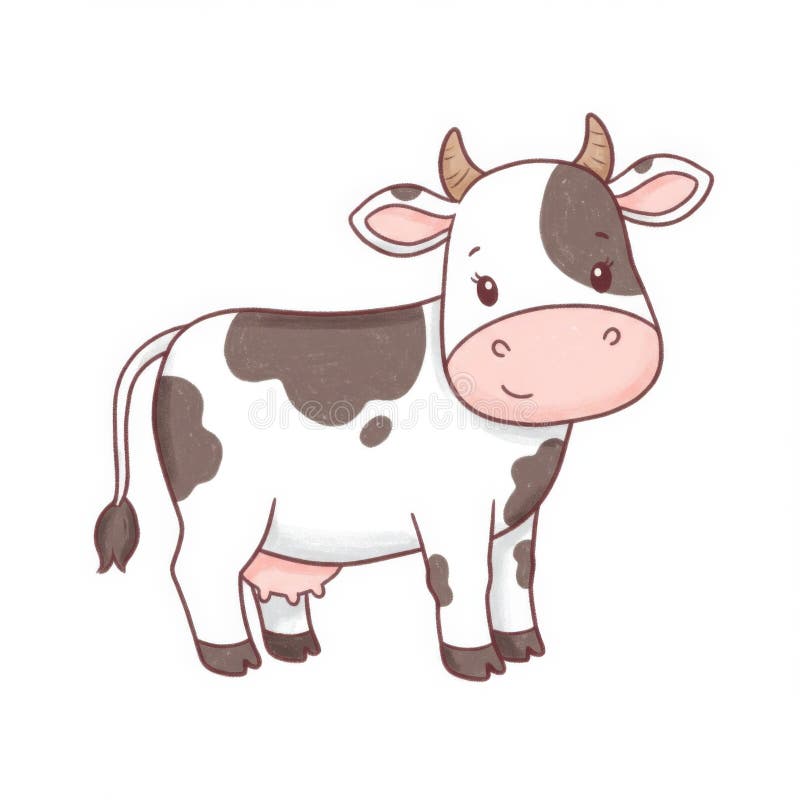 Cute Cartoon Cow Illustration Stock Illustration - Illustration of ...
