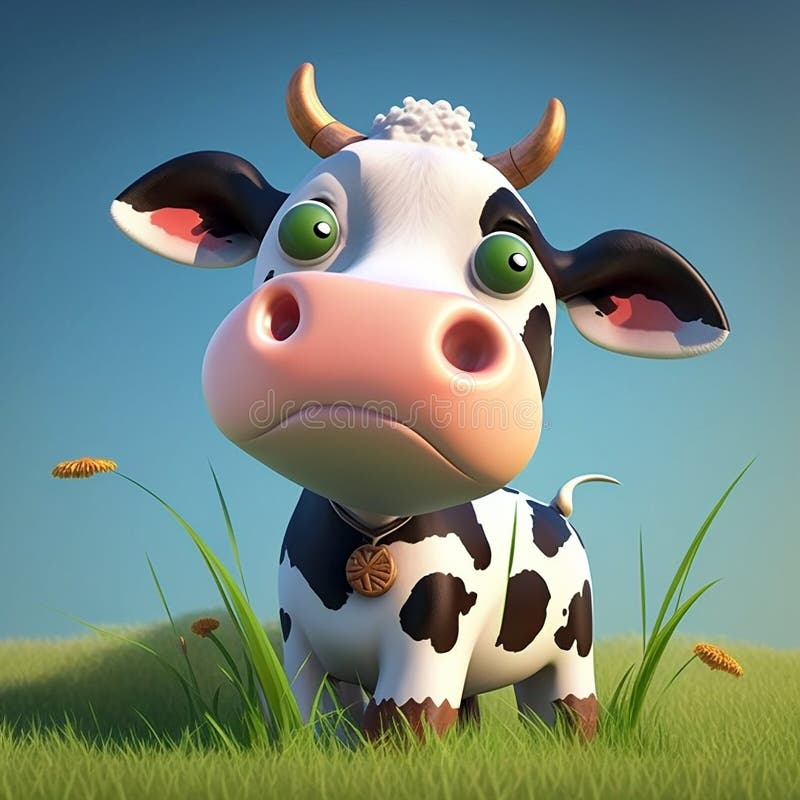 Cute Cartoon Cow Using Generative AI Stock Illustration - Illustration ...