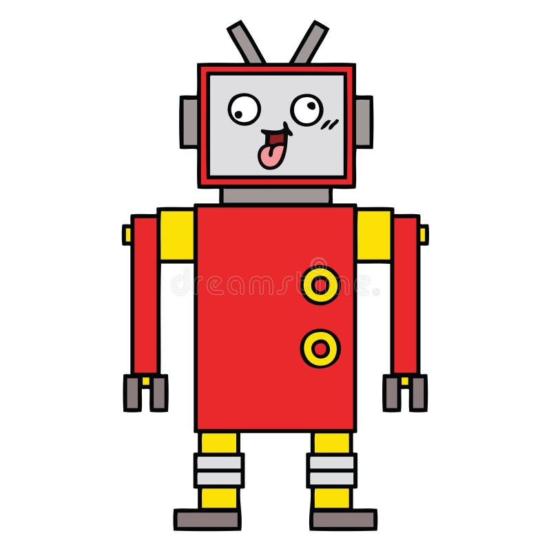 Cute cartoon crazy robot stock vector. Illustration of artificial ...