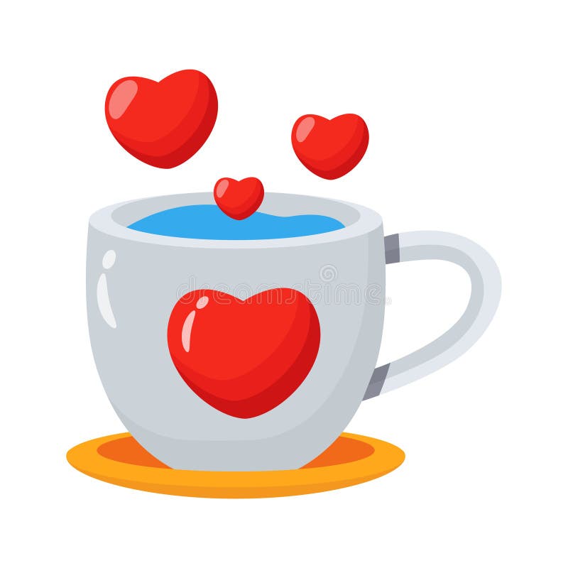 Cute Cartoon Cup of Love with Floating Hearts Stock Vector ...