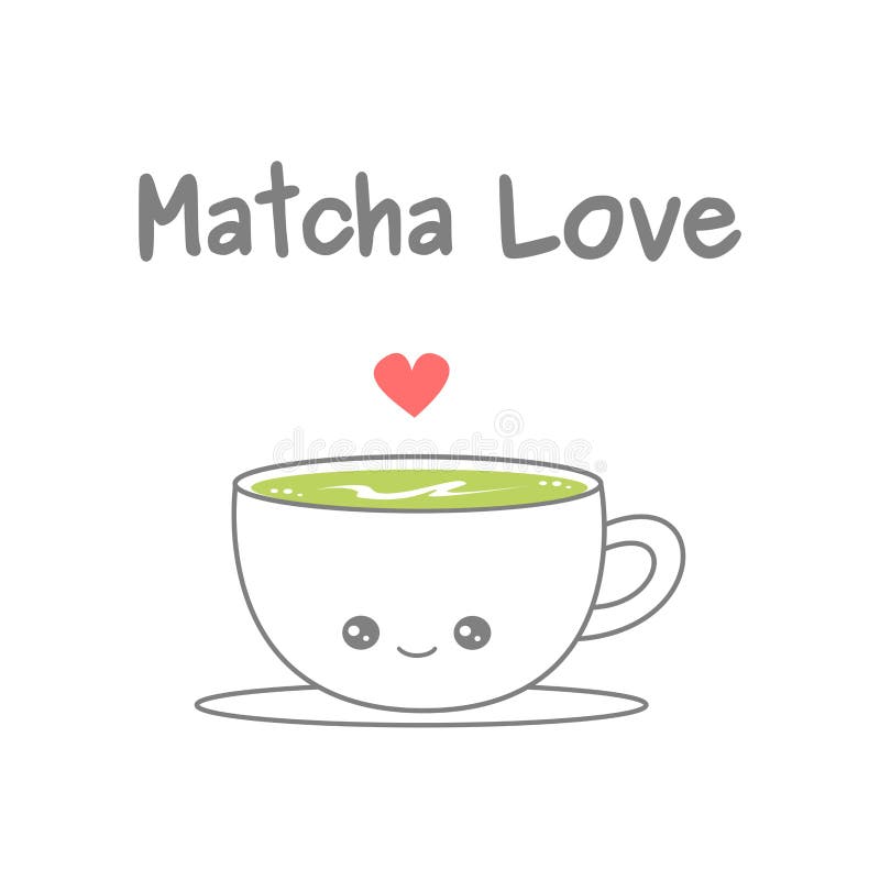 Cup Of Matcha With Latte Art Stock Vector - Illustration of dessert ...