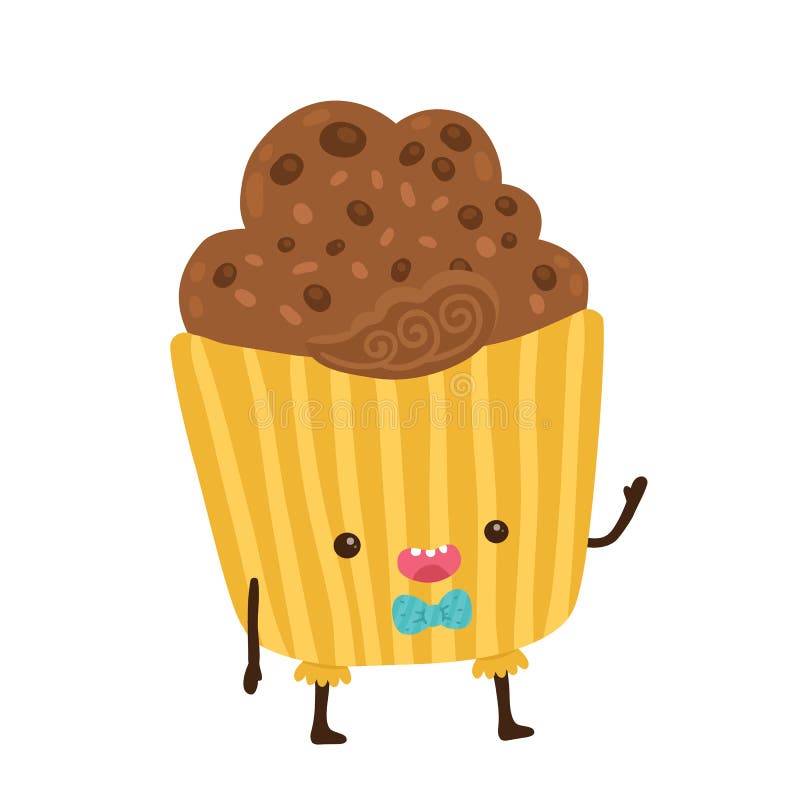 Cute Cartoon Cupcake Character Stock Vector - Illustration of pattern ...