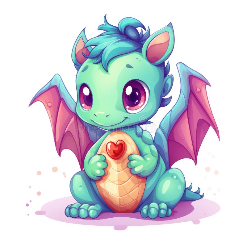 Cute Cartoon 3d Character Dragon on White Background Stock Illustration ...