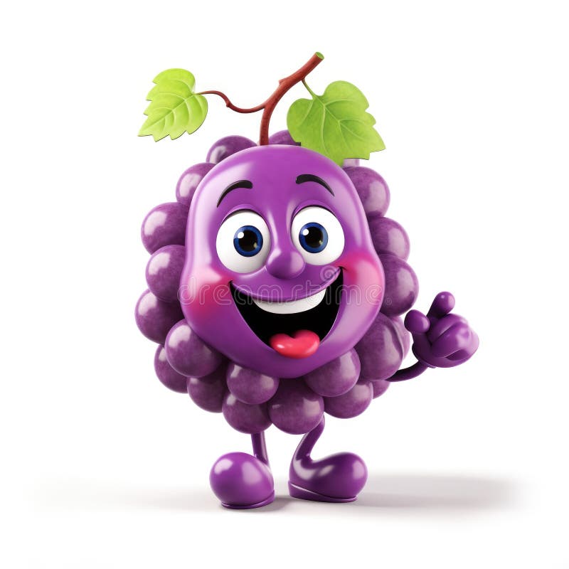 Cute Cartoon 3d Character Grape with Eyes. Stock Illustration ...