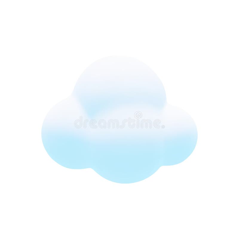 Cute Cartoon 3d Cloud Isolated on White Background. Vector 3d Soft ...
